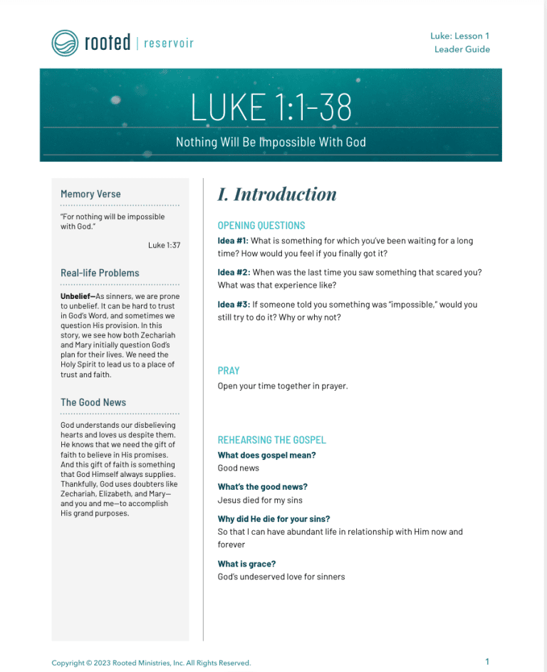 Curriculum Bible Study Gospel of Luke | Rooted Ministry